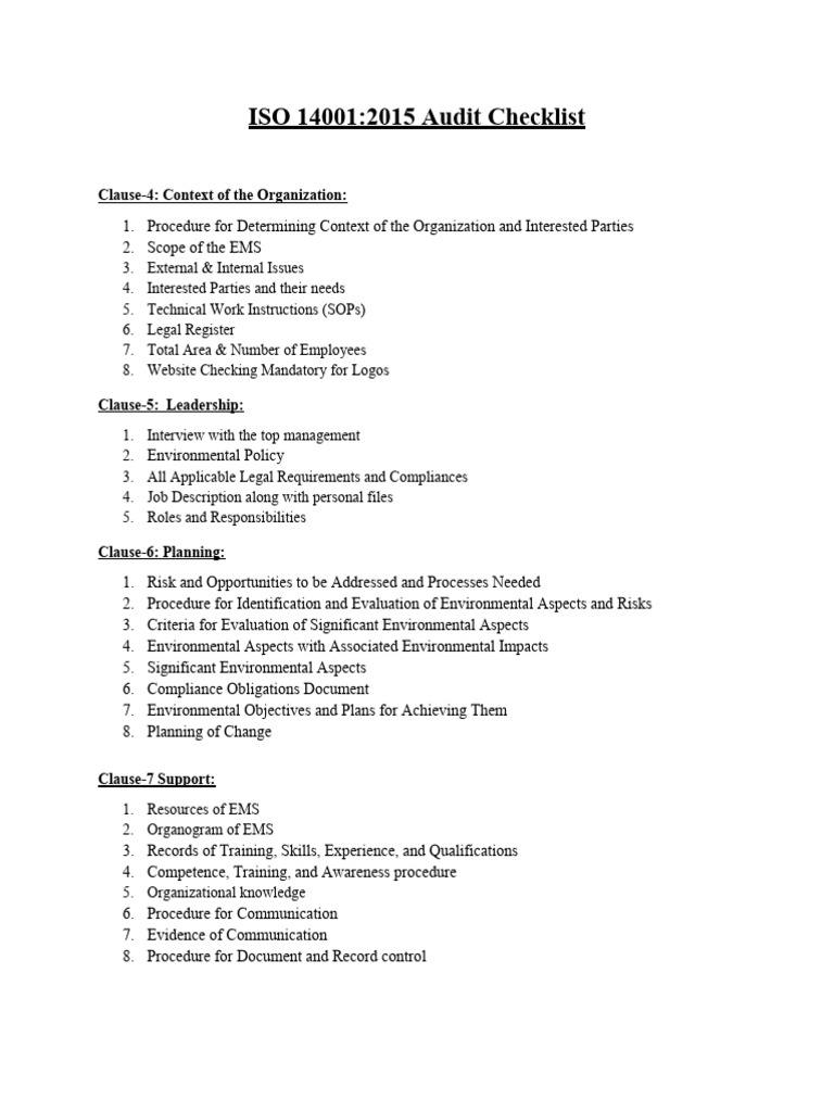 Audit Checklist | PDF