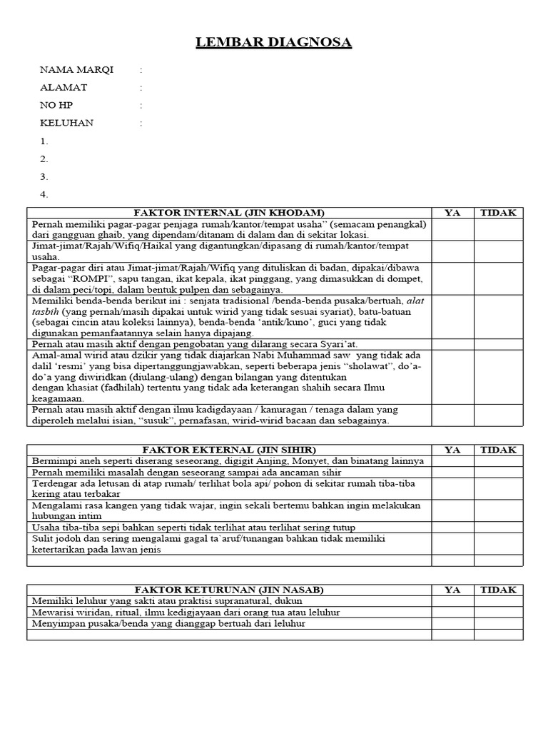 Lembar Diagnosa | PDF