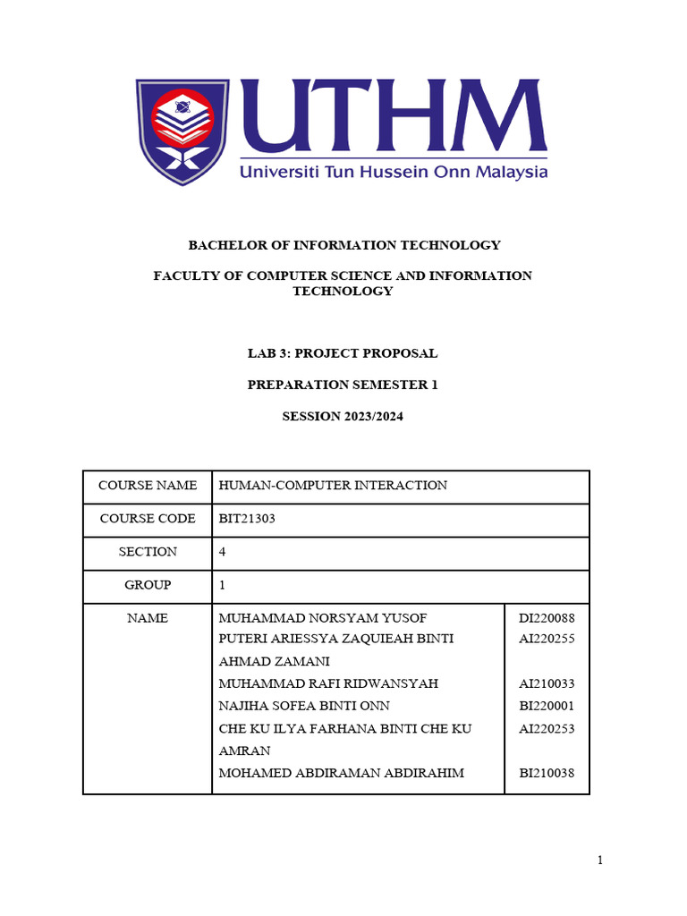 Lab3 Projectproposal Gp1 | PDF