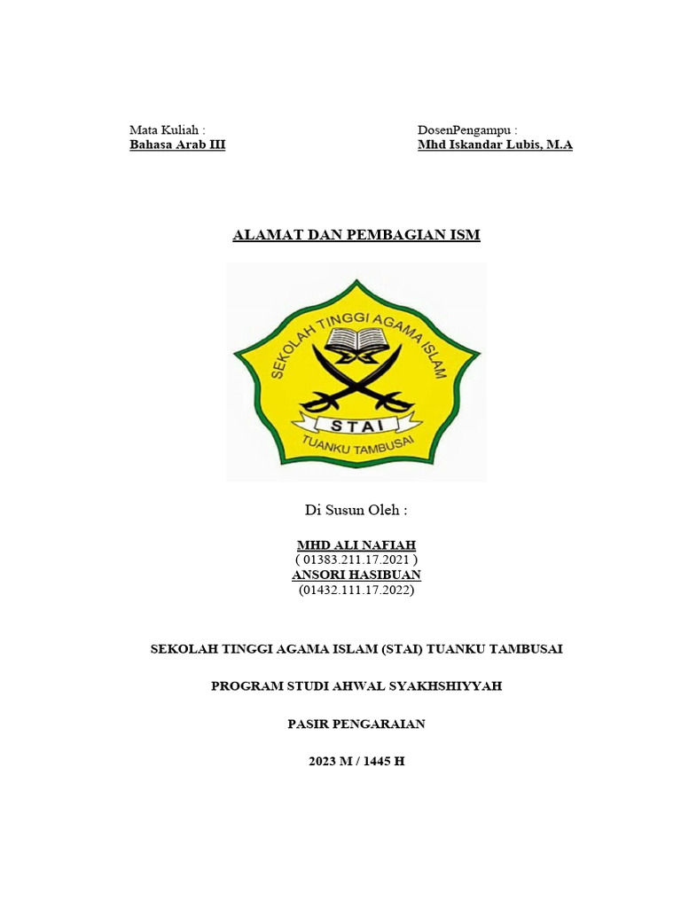 Alamat Dan Pembagian Ism | PDF