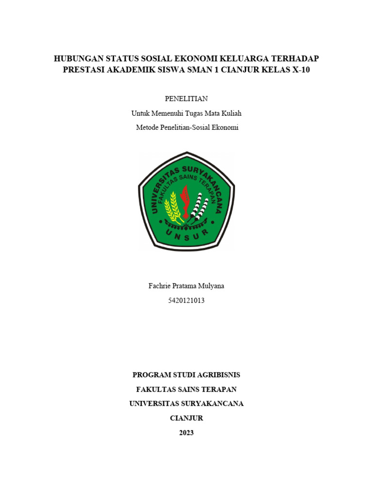 Pengaruh Status Ekonomi Keluarga pada Prestasi Siswa | PDF | Kesehatan ...