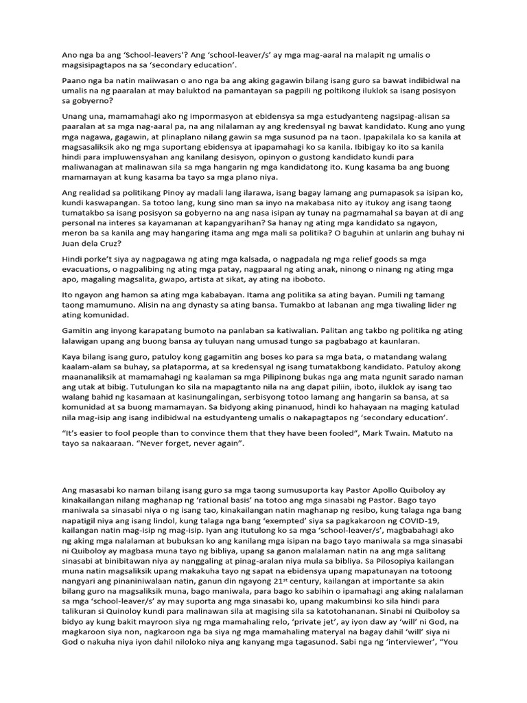 Assignment in Filipino | PDF