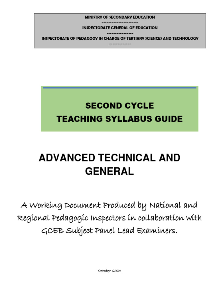 2021 Tst 2nd Cycle Draft Teaching Syllabuses | PDF