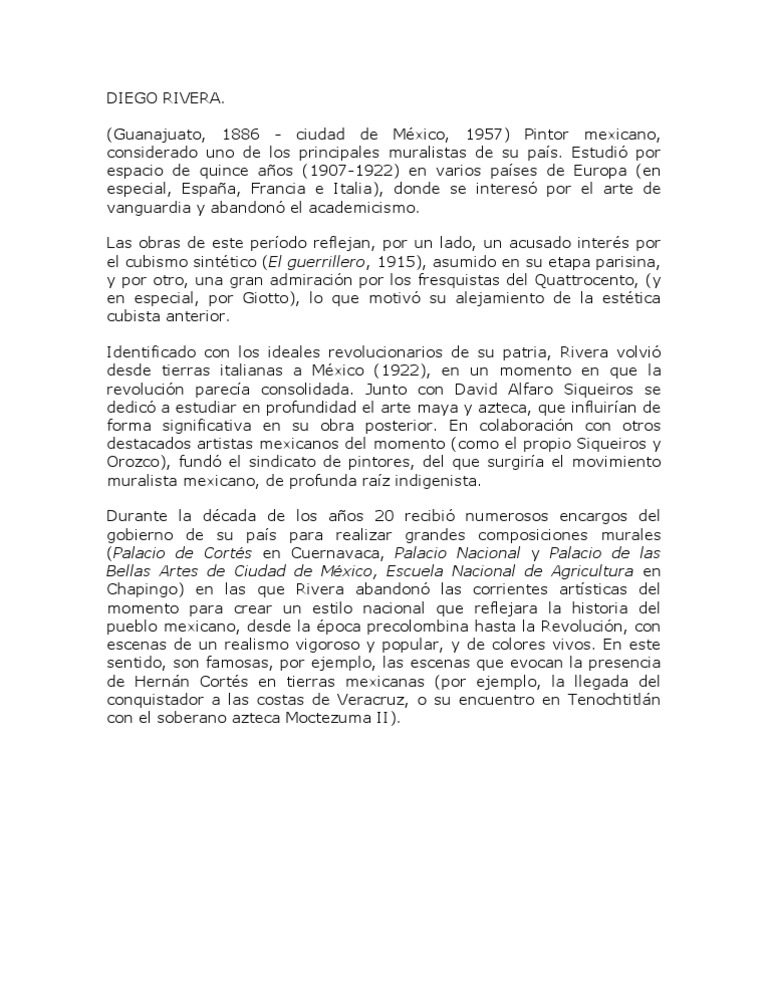 Biografia de Diego Rivera | PDF