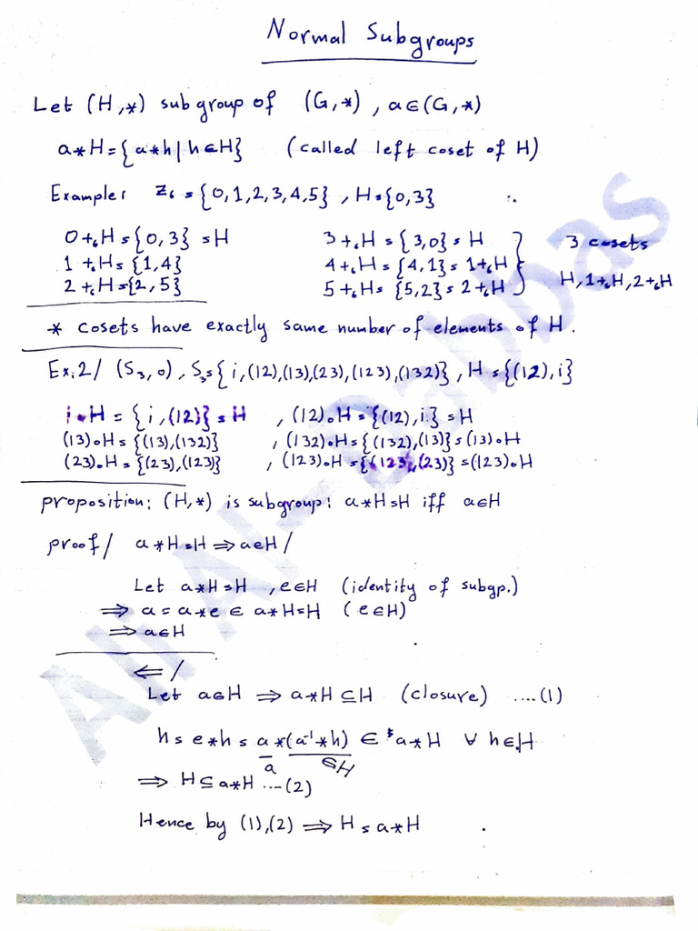 G.T Normal Subgroups | PDF