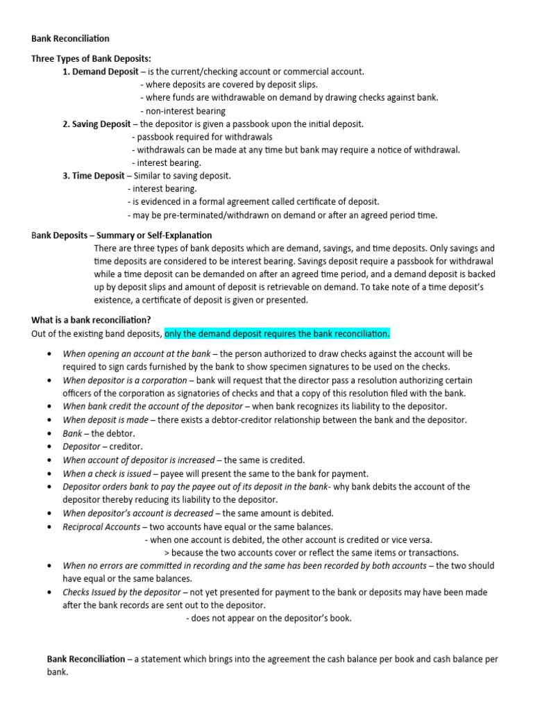 Bank-Reconciliation-Notes | PDF
