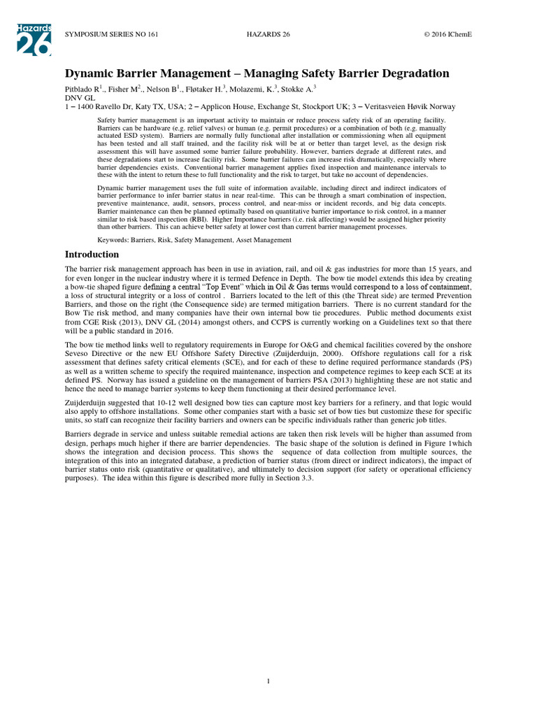 Hazards 26 Poster 06 Dynamic Barrier Management A Novel Approach To A ...