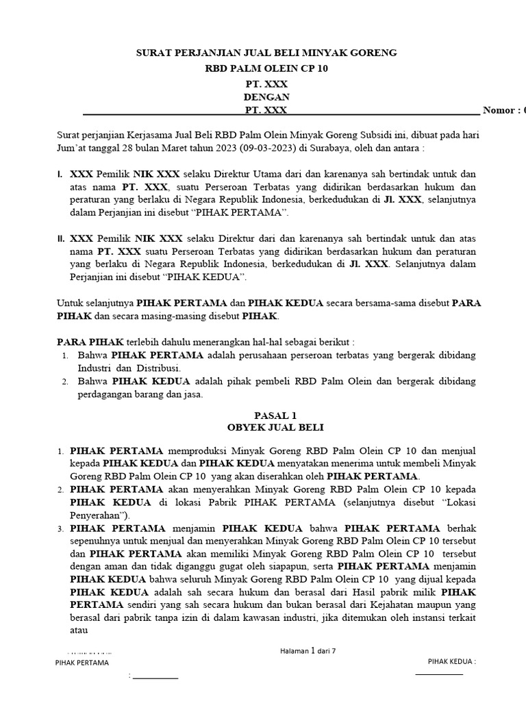 Draft Kontrak CP 10 | PDF