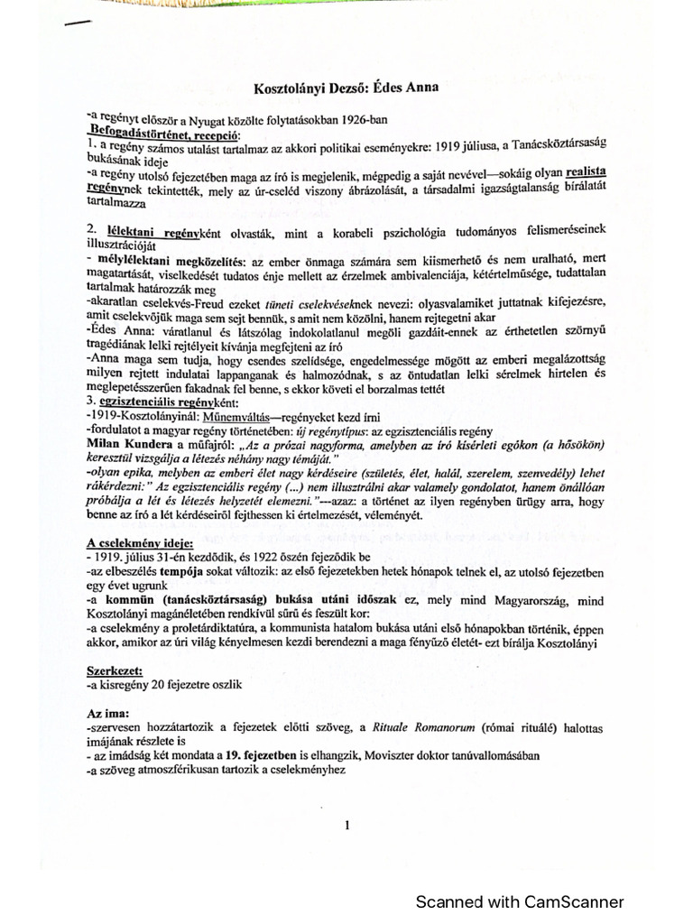 Kosztolányi Dezső Édes Anna | PDF