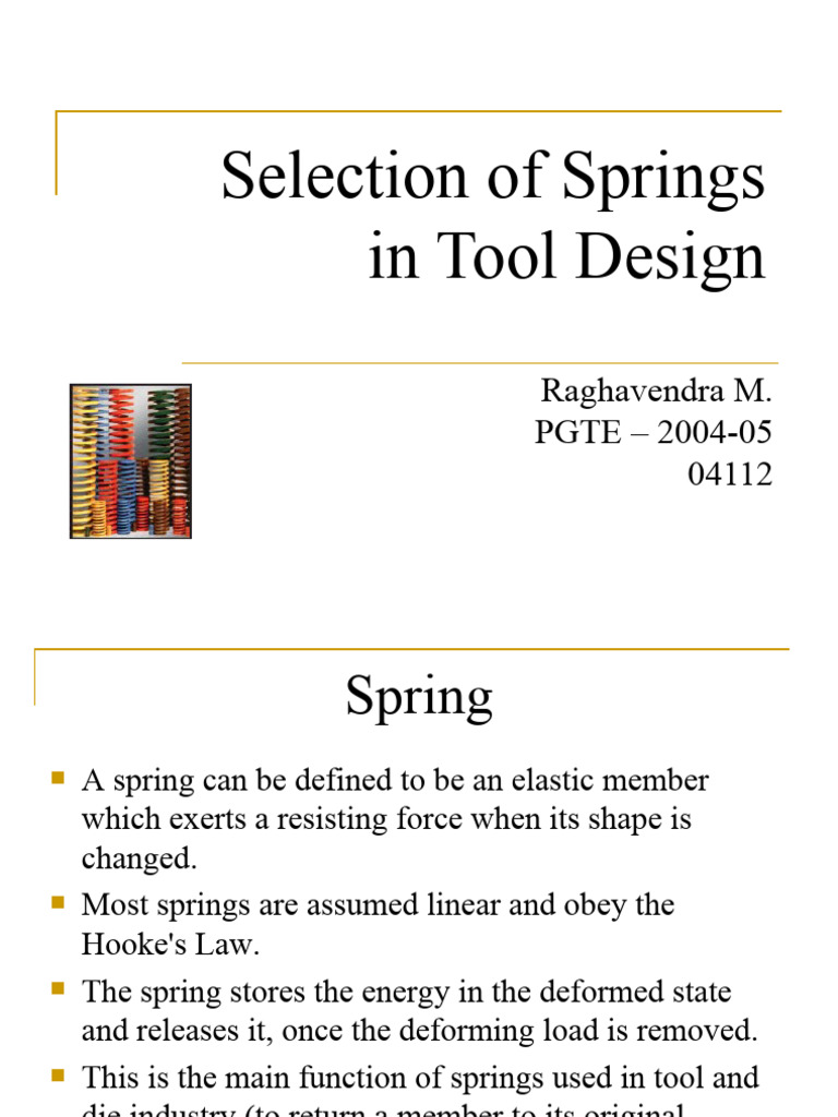 Selection of Springs in Tool Design | PDF
