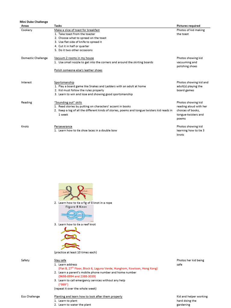 Mini Duke Challenge Activities Guide | PDF
