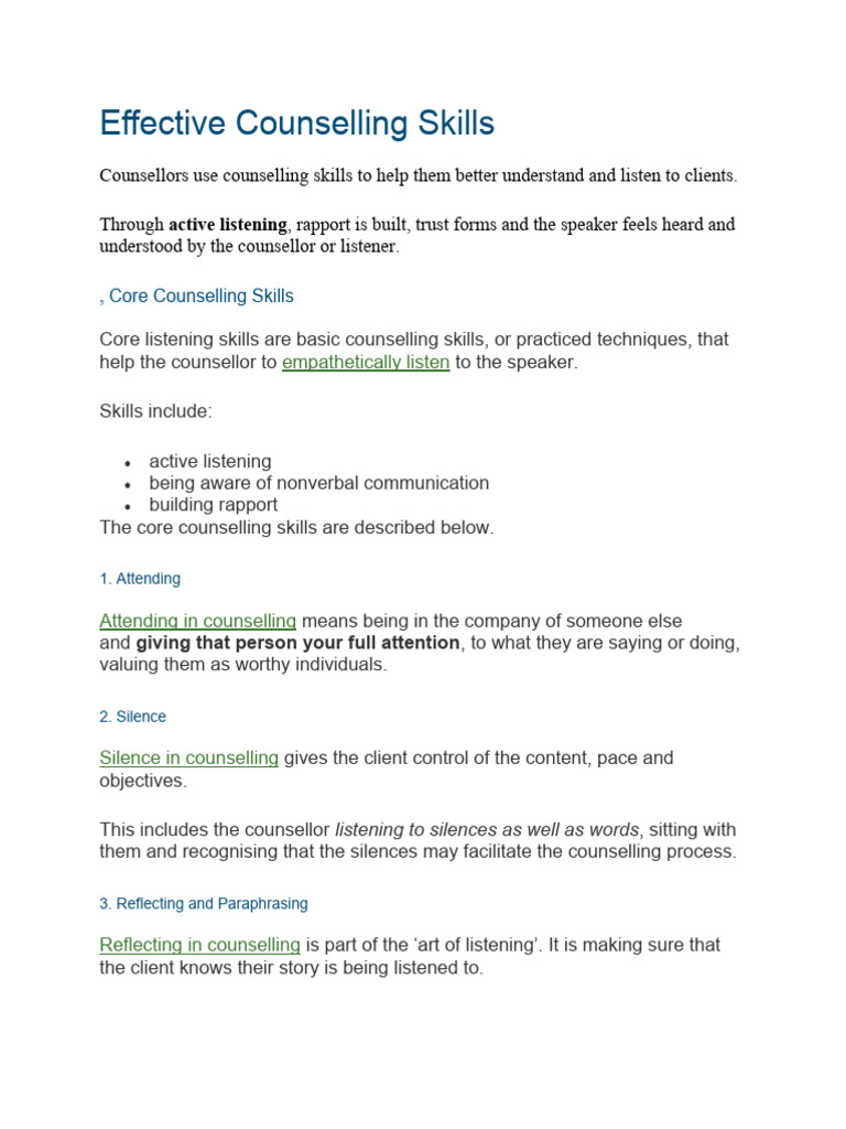 Effective Counselling Skills | PDF