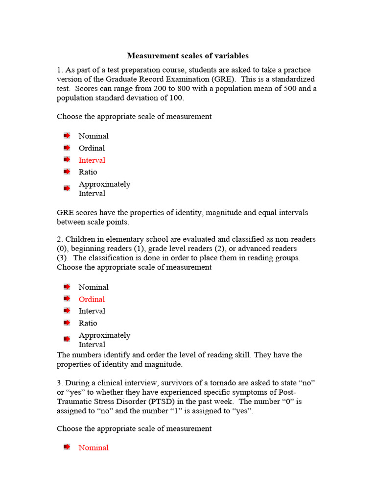 Measurement Types of Variables | PDF