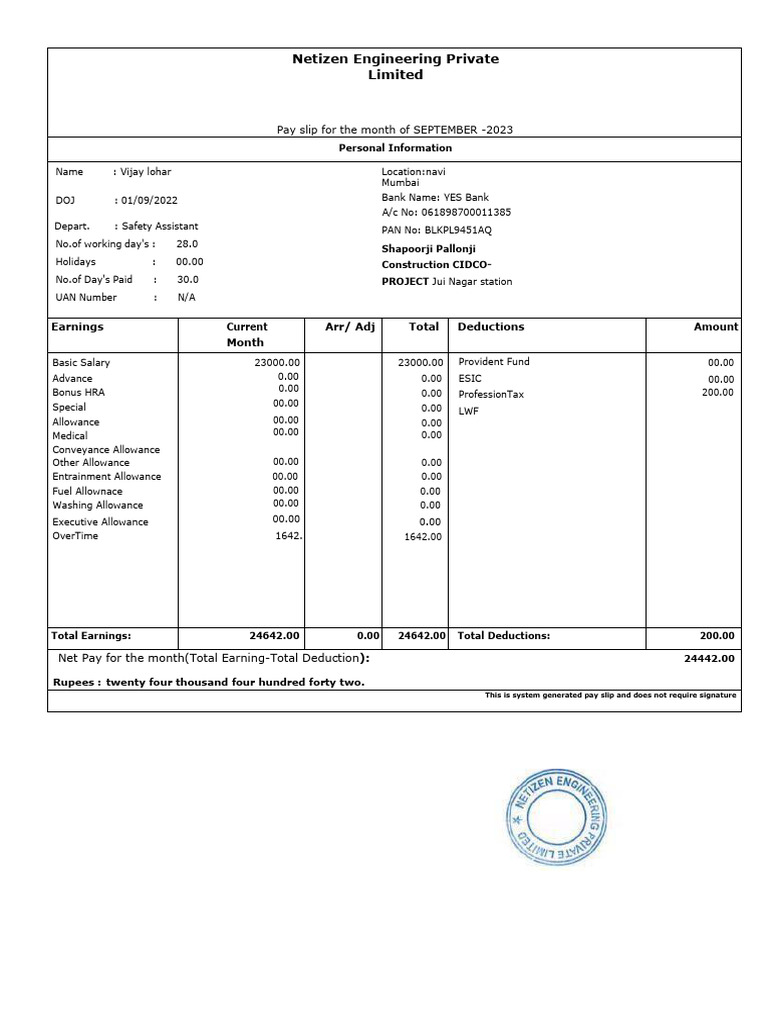 Pay Slip | PDF