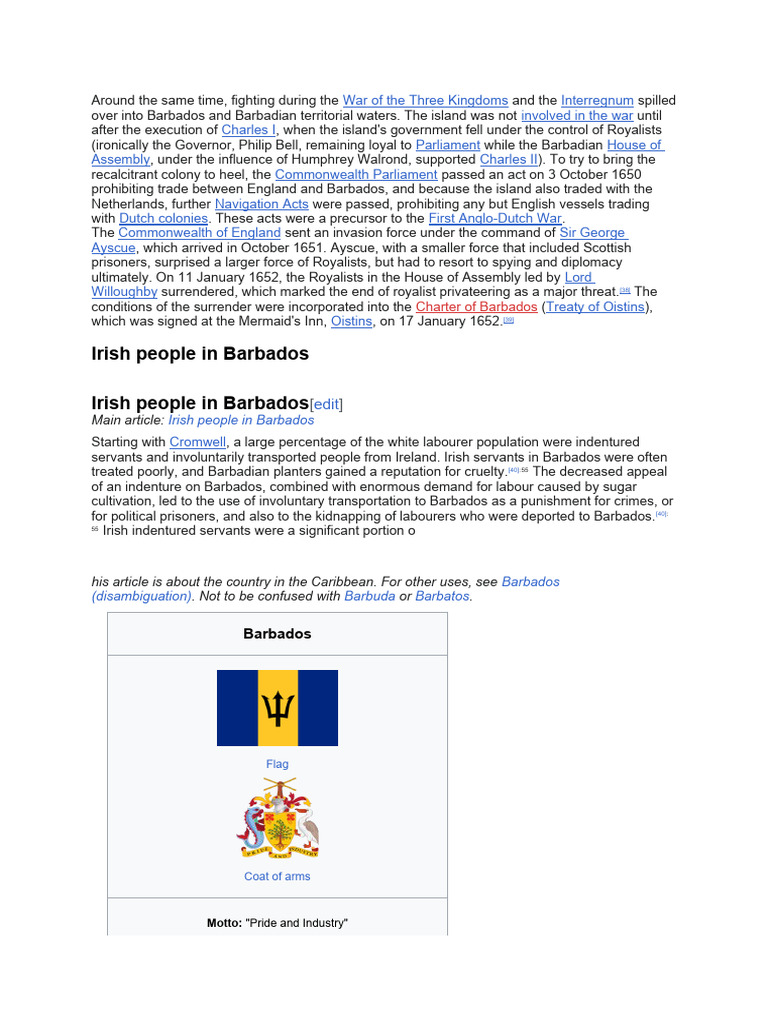 Irish Influence in Barbados' Demographics | PDF