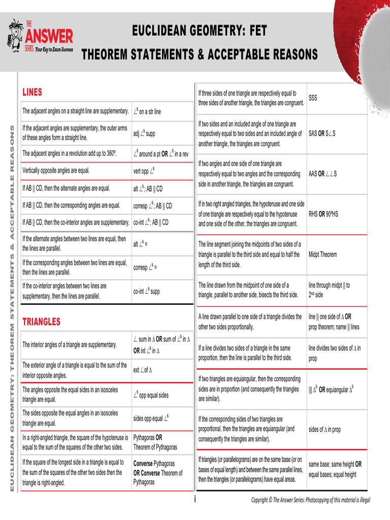 Geometry Acceptable Reasons FET Eng Afr | PDF