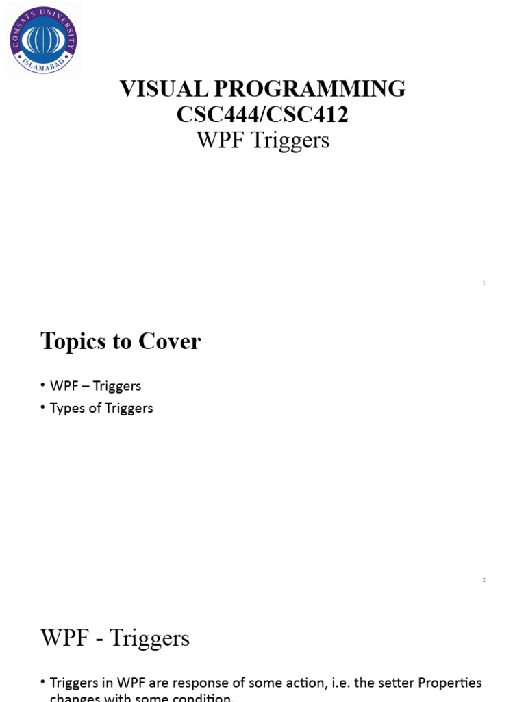 Lec28-WPFTriggers | PDF | Windows Presentation Foundation | Computer Science