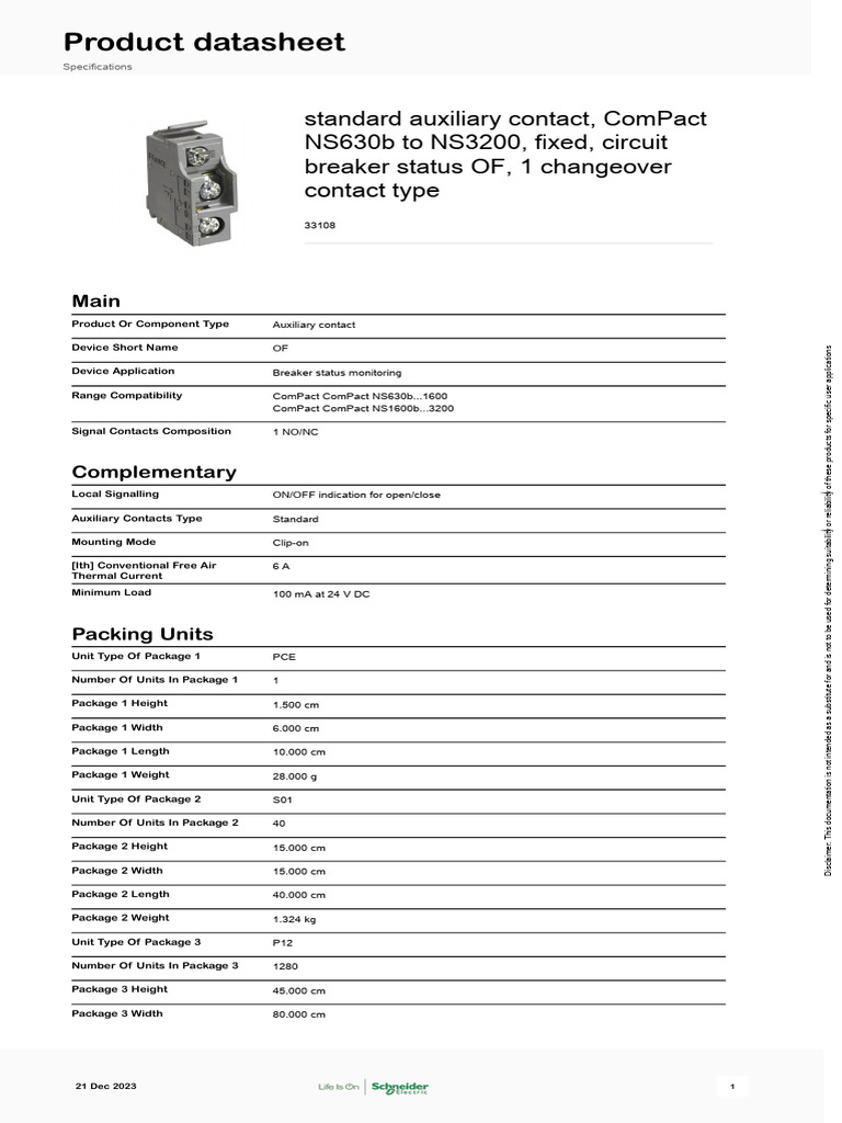 Schneider Electric - ComPact-NS-NA - 33108 | PDF