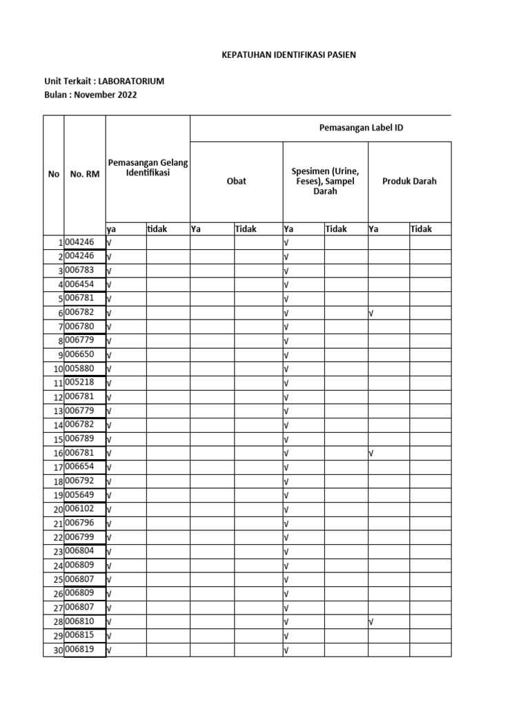 Kepatuhan Identifikasi Pasien Desember 2023 | PDF