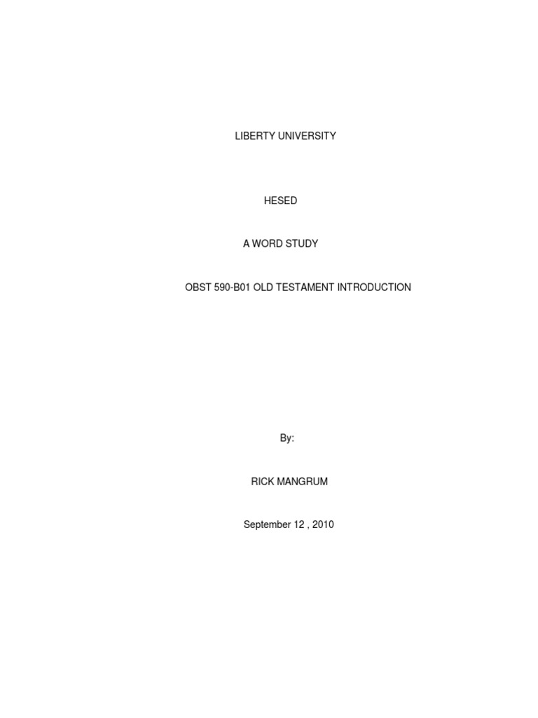 Hesed - A Word Study | PDF | New International Version | Mercy