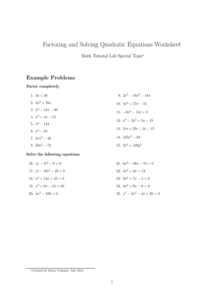 Factoring Worksheet | PDF | Teaching Methods & Materials