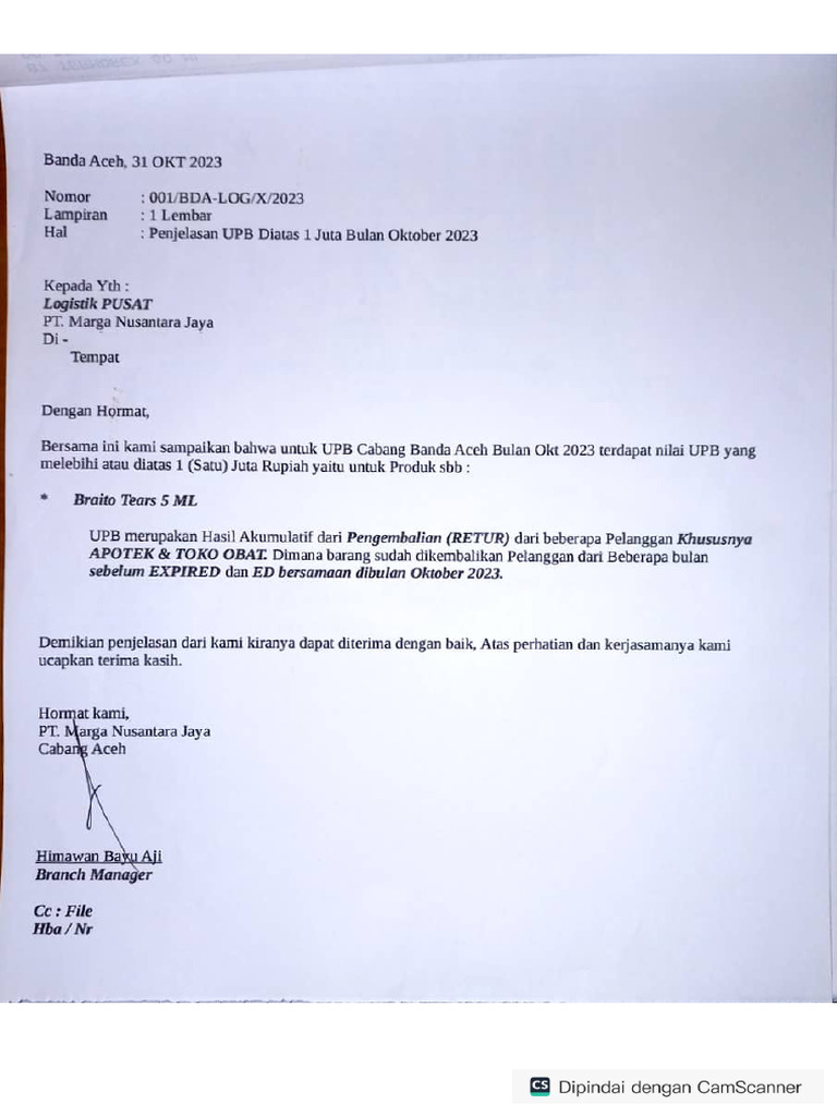 Bda-Penjelasan Upb Di Atas 1 Juta | PDF