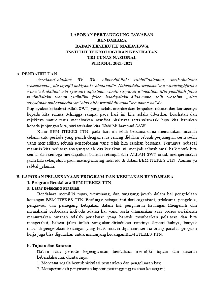 Laporan Keuangan BEM ITEKES TTN | PDF