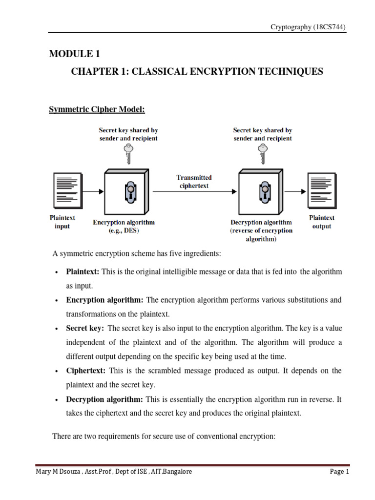 Module 1 - Classical Encryption Techniues - Lecture Notes ...