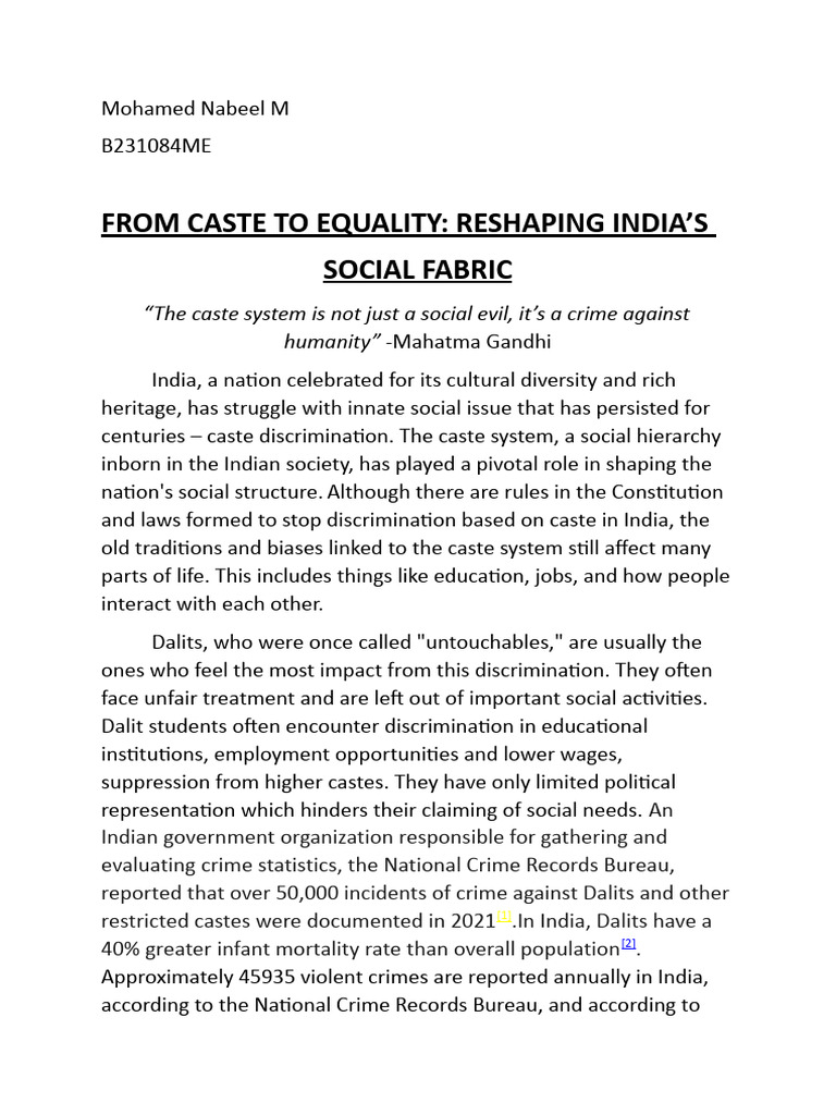 From Caste To Equality | PDF