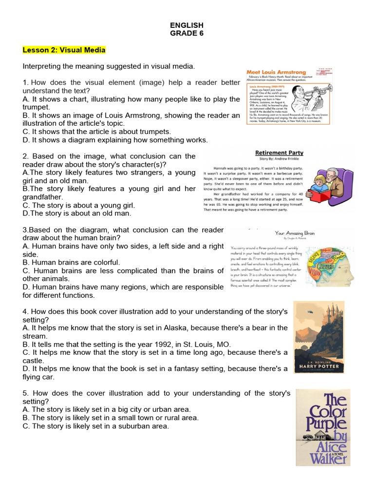 ENGLISH - Docx Grade 6.docx Questionnaire | PDF