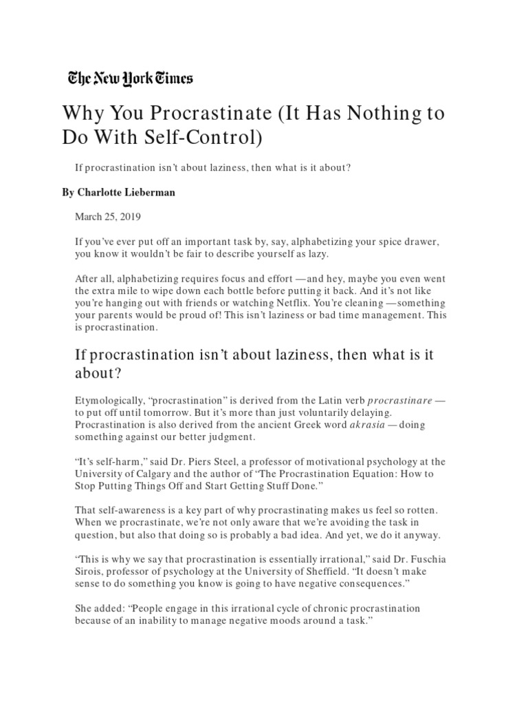 Why You Procrastinate | PDF