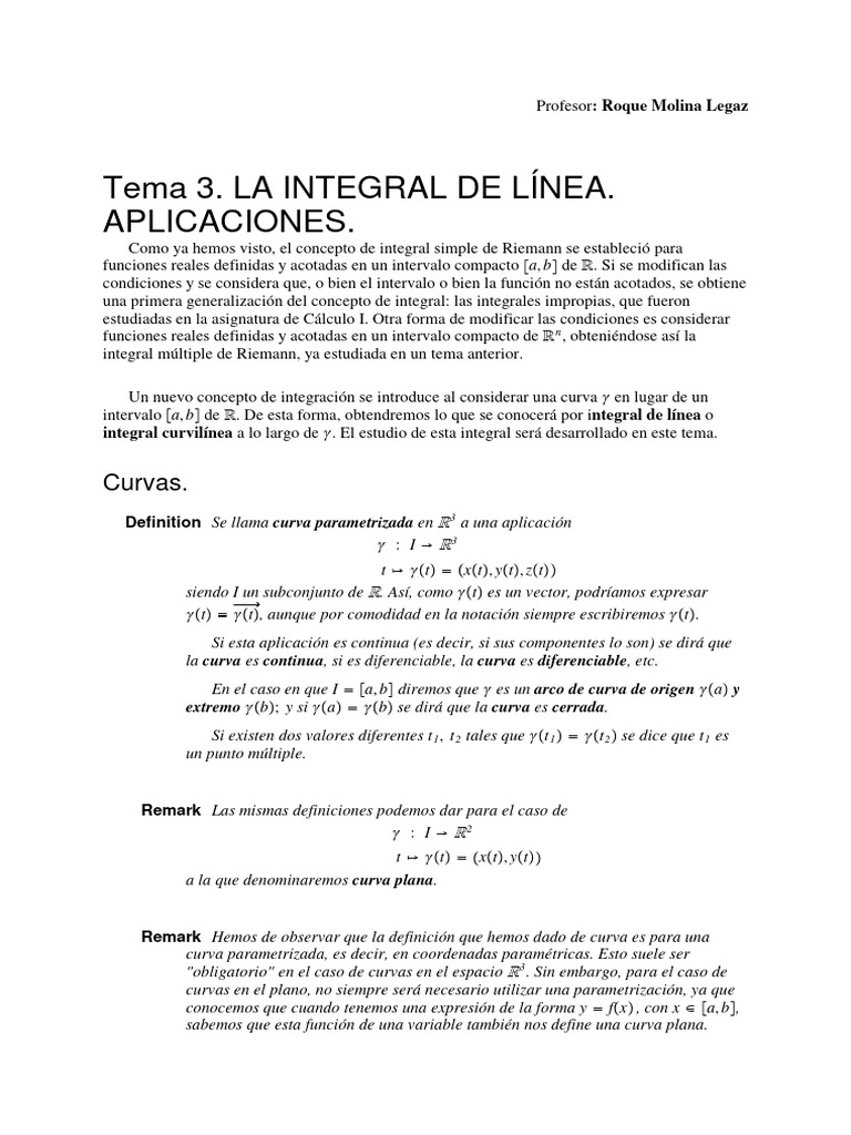 Tema 3 - Integral de Linea | PDF