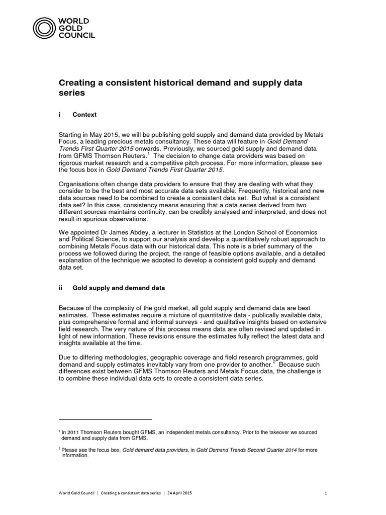 Creating A Consistent Historical Demand and Supply Data Series | PDF ...