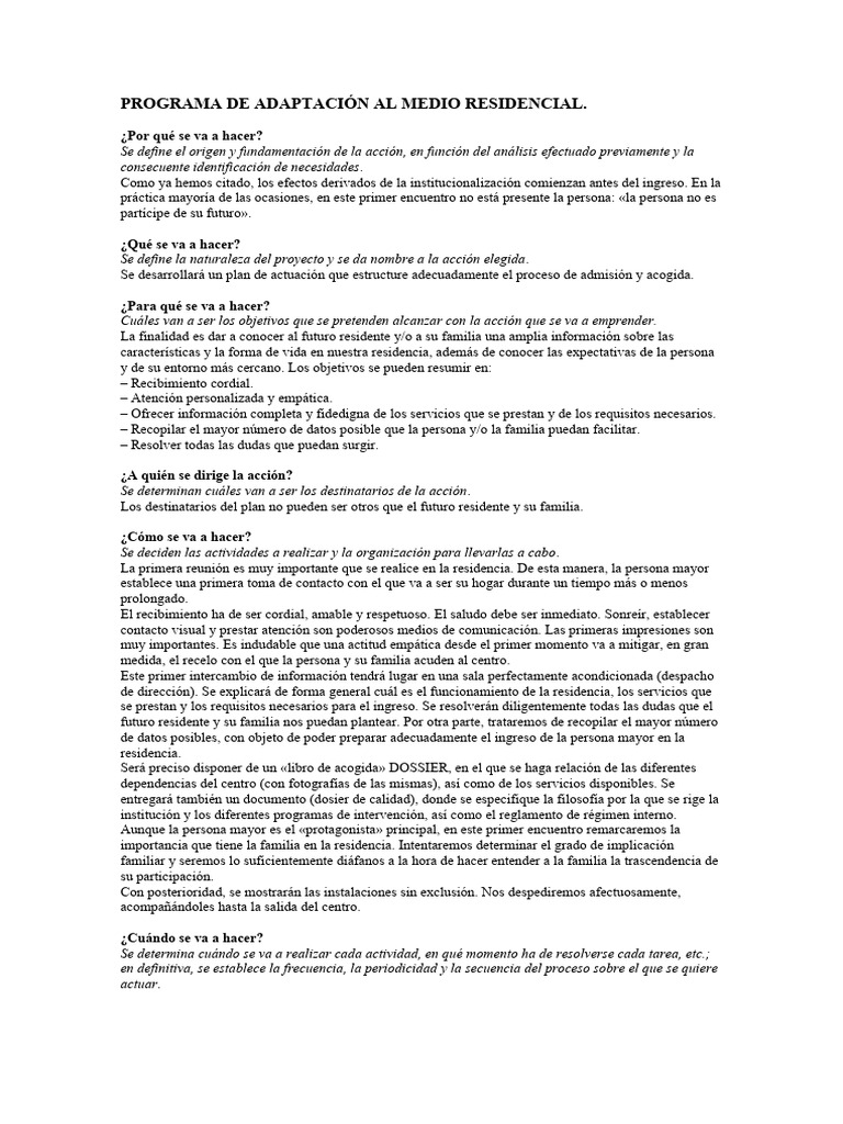 MODELO EJERCICIO PROTOCOLO DE ACOGIDA | PDF