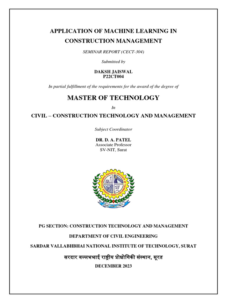 Application of Machine Learning in Construction Management | PDF