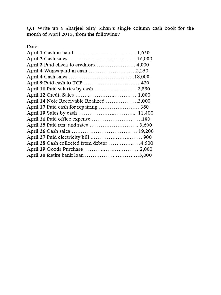 Questions of Cash Book | PDF