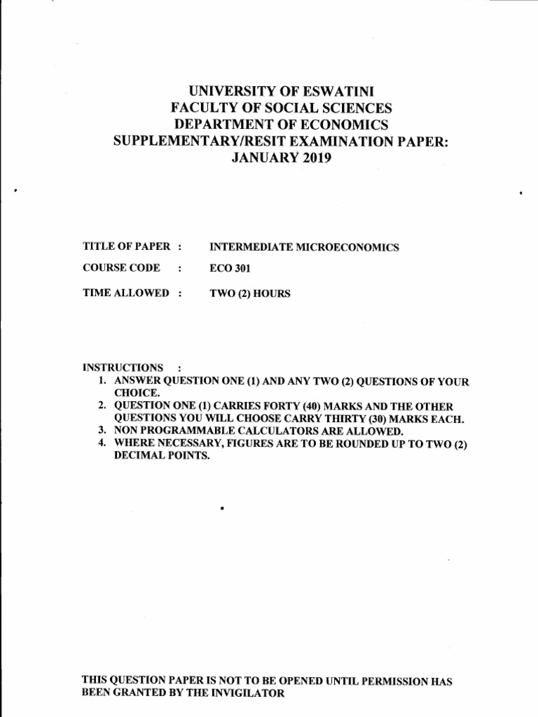 Eco 301 S 2019 | PDF