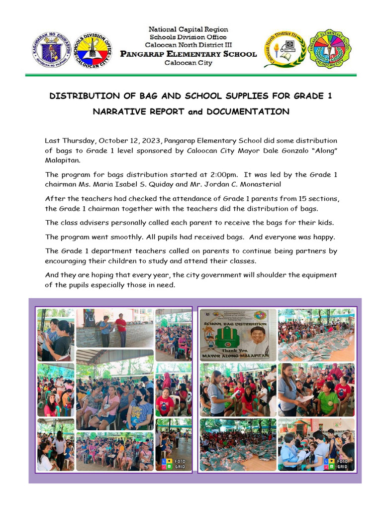 Bag Distribution Narrative Report and Documentation | PDF