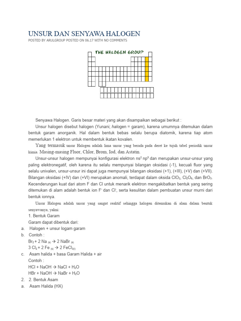 Unsur Dan Senyawa Halogen | PDF