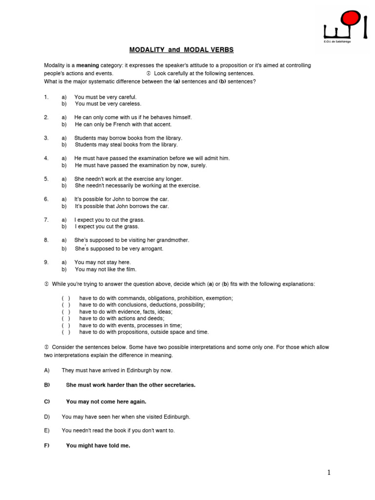 Modality Modal Verbs | PDF