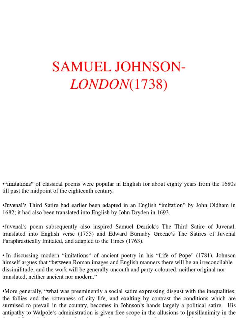 Samuel Johnson's London: A Political Satire | PDF | History