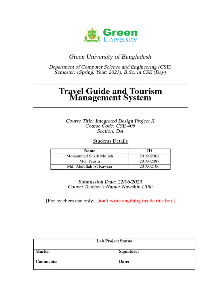 Travel Guide Tourism Management System Project 406 | PDF