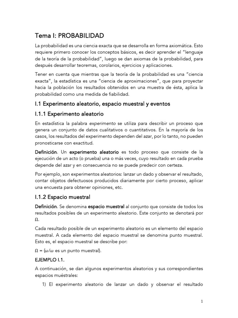 Tema 1. Probabilidad | PDF
