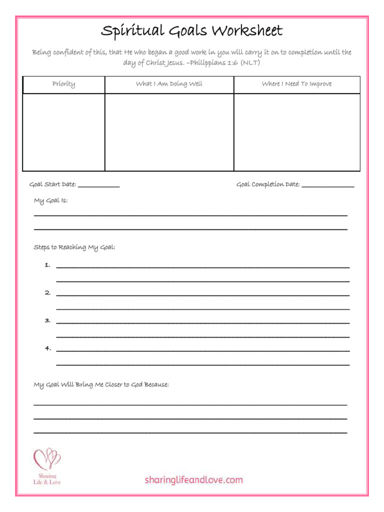 Spiritual Goals Worksheet25093 Hf9axh | PDF