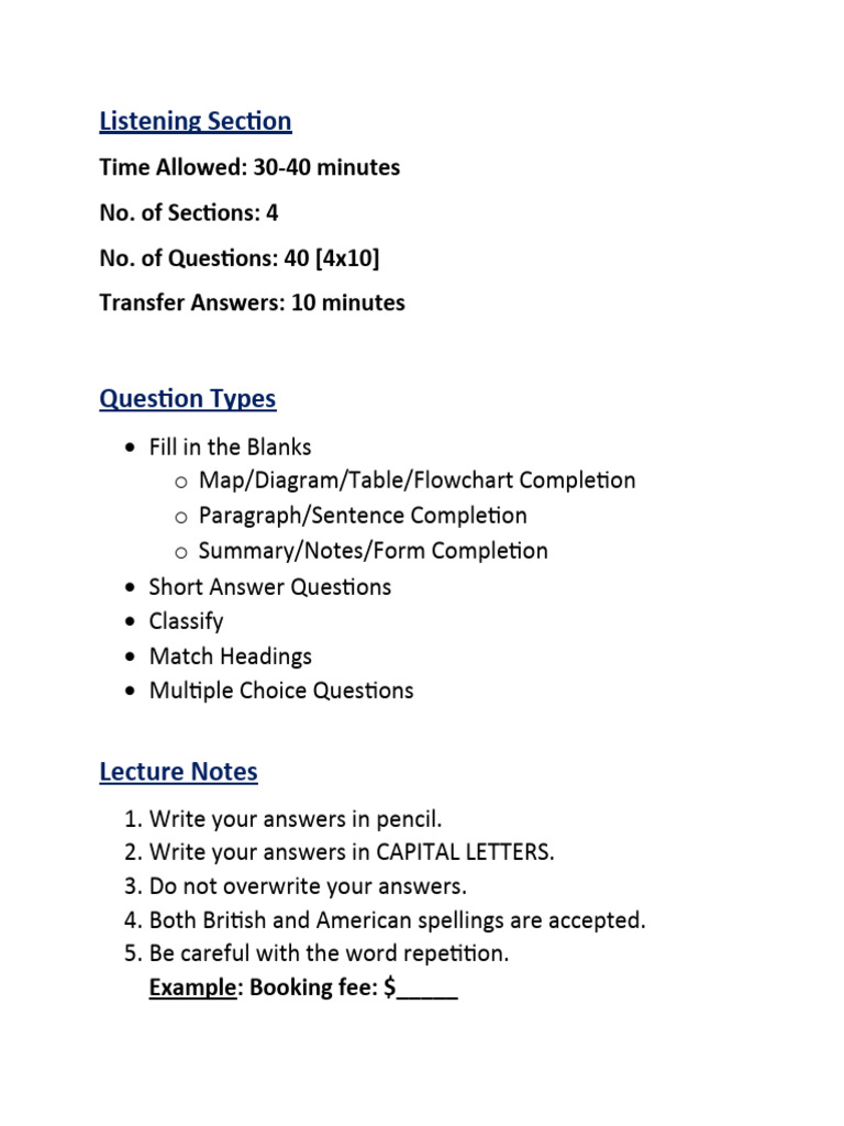 Listening Lecture Notes | PDF