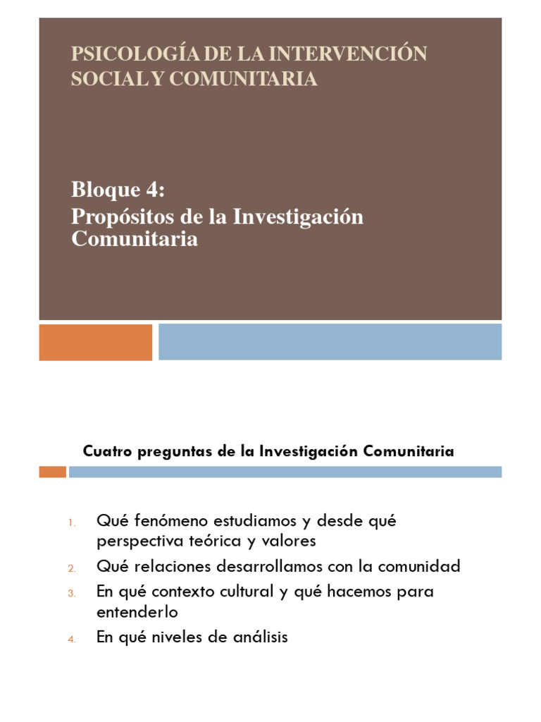Tema 2. La Investigación Comunitaria | PDF