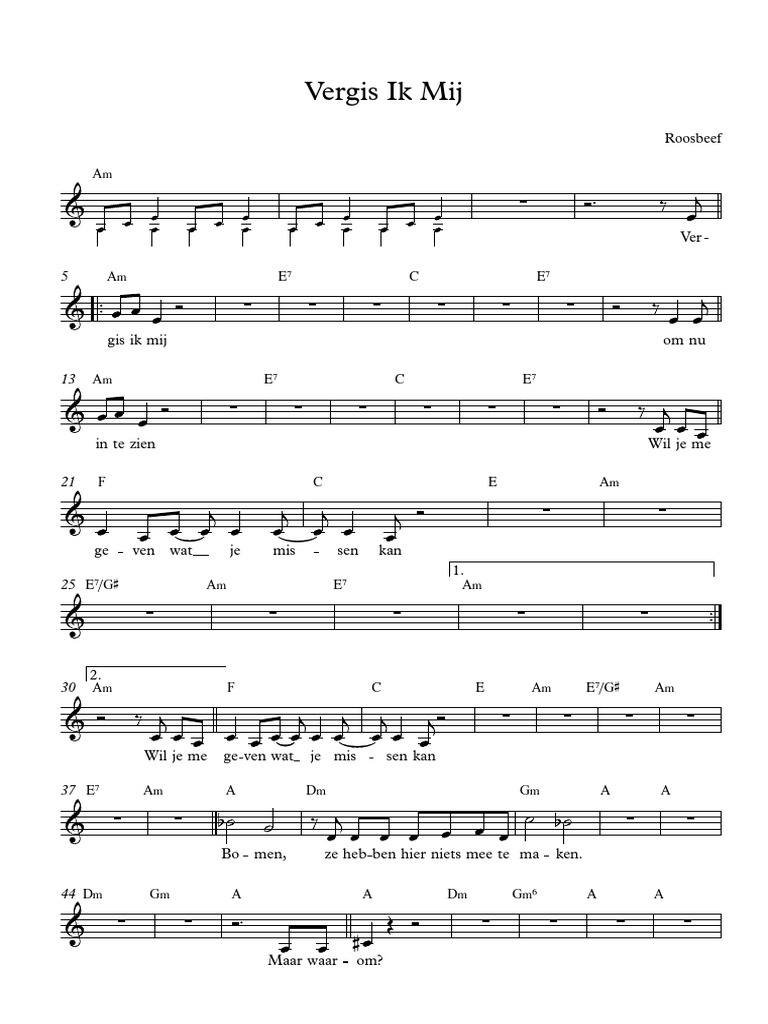 Vergis Ik Mij - Full Score | PDF
