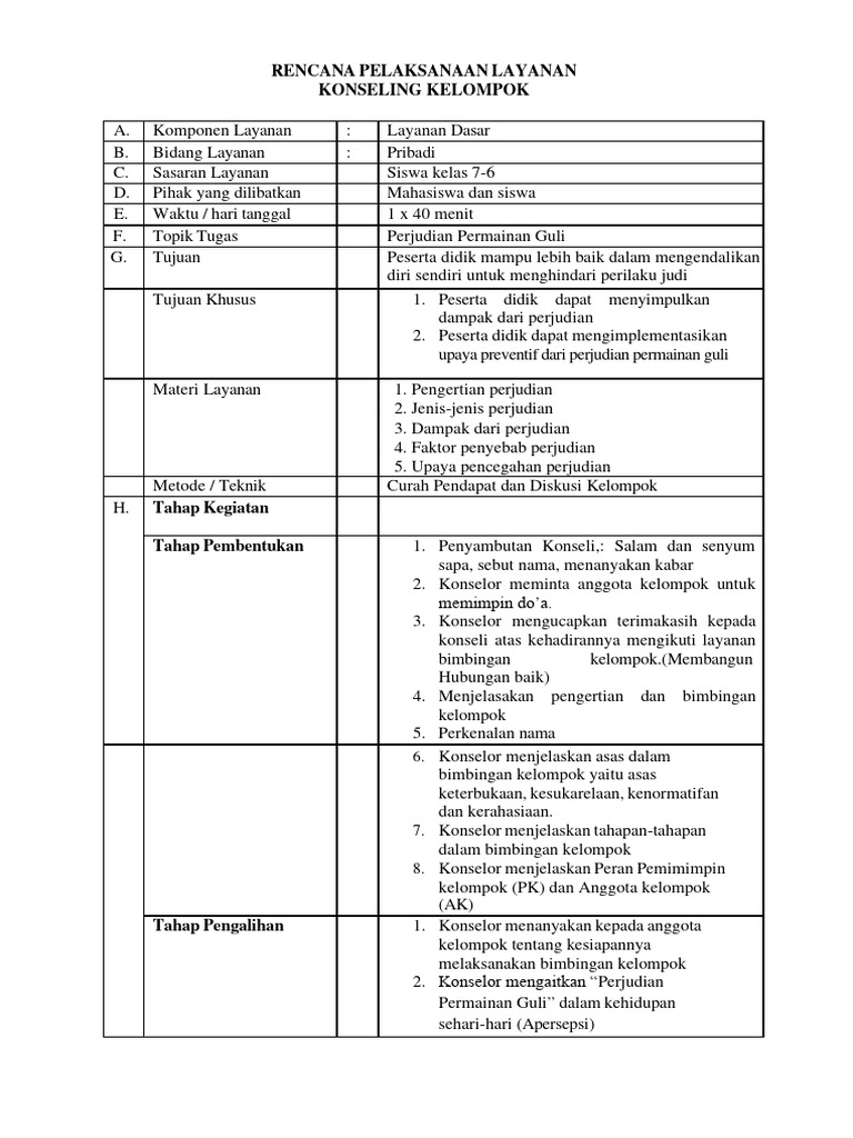 RPL Konseling Kelompok | PDF