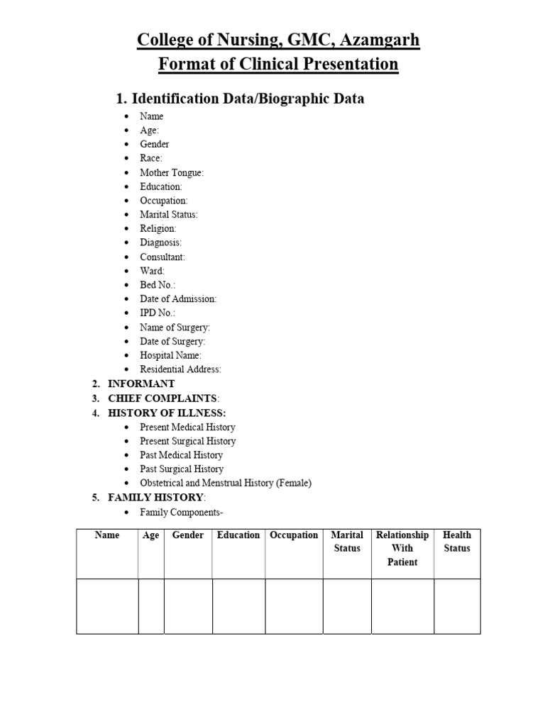 Format of Clinical Presentation | PDF