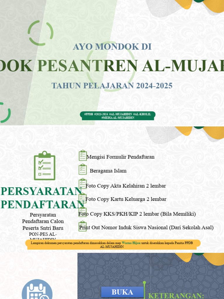 Template PPDB Pesantren Al-Mujahid | PDF